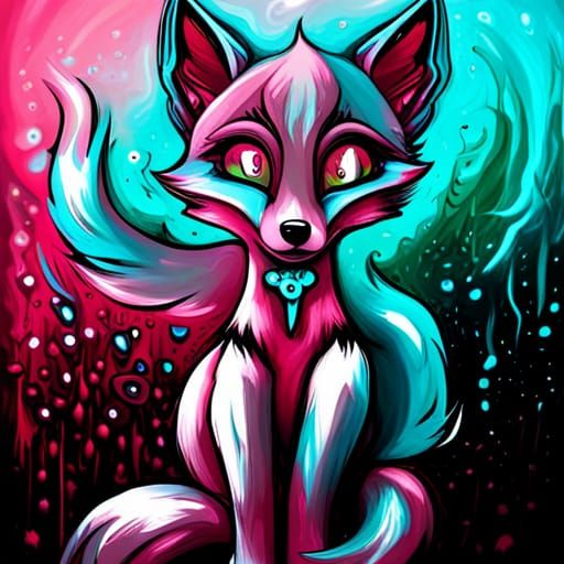 cute anthro cyan arctic fox - AI Generated Artwork - NightCafe Creator