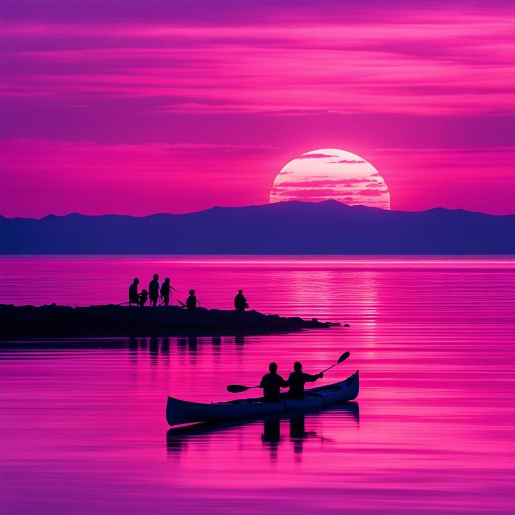 Sunset Canoeing - AI Generated Artwork - NightCafe Creator