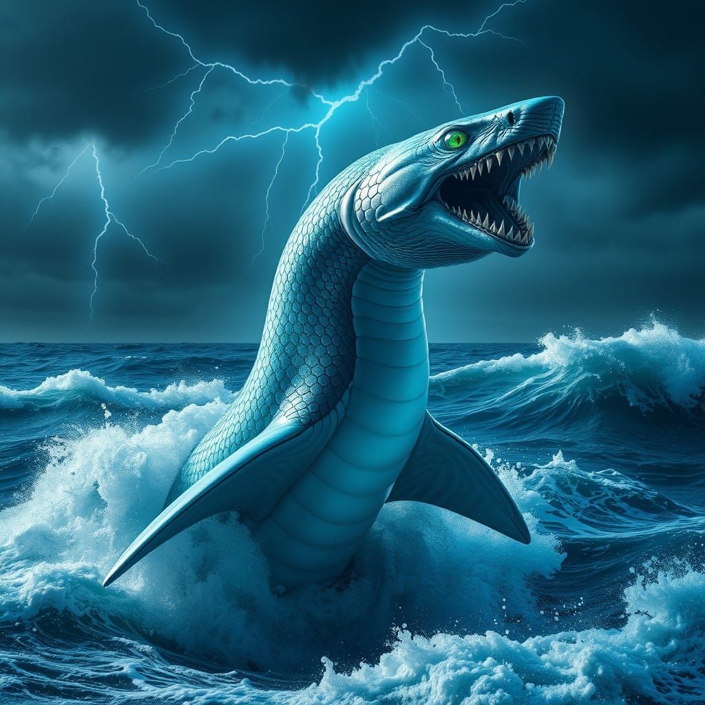 A breathtaking hybrid creature - Surreal Serpent-Shark Hybr...
