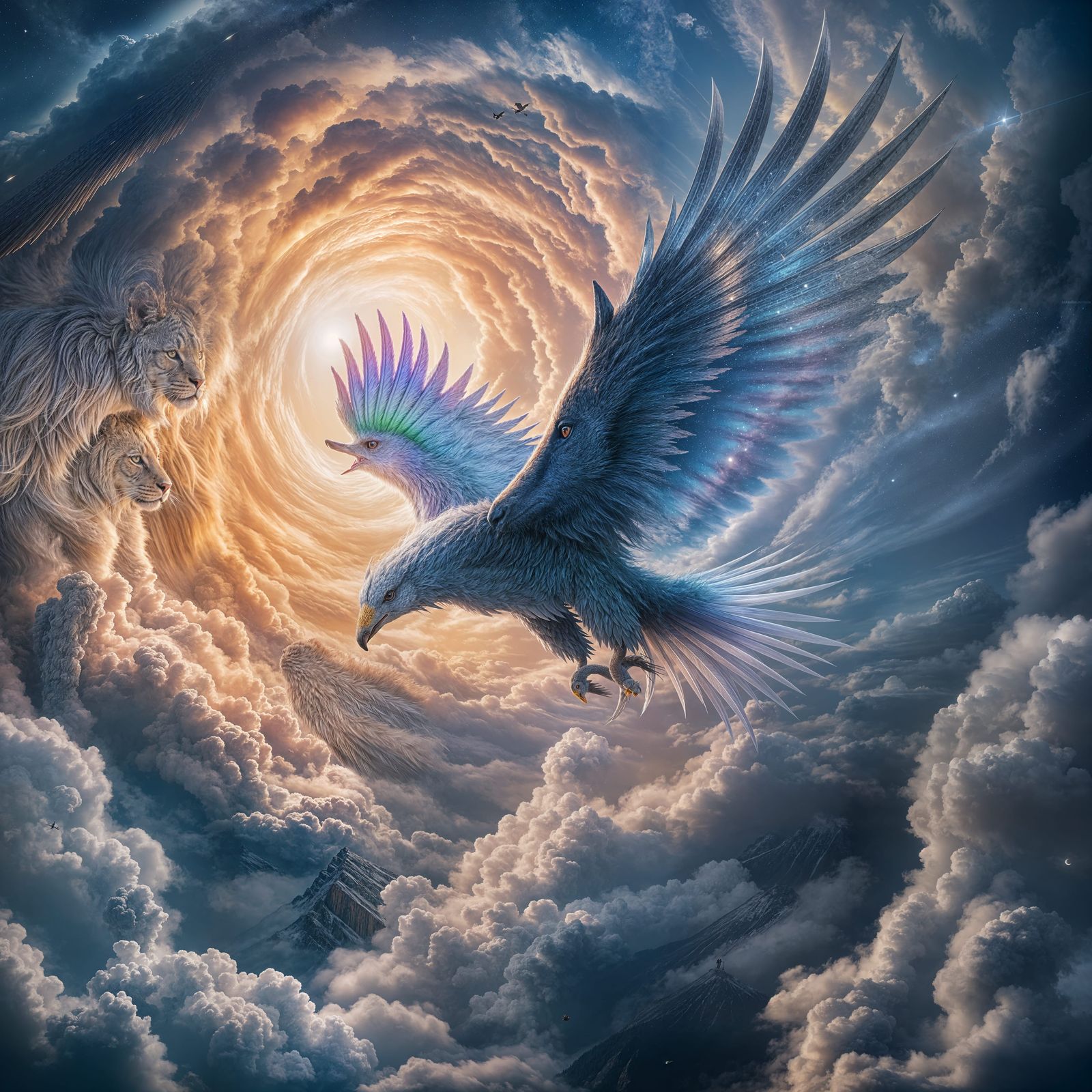 Prey - Ethereal Eagle Soars in Vibrant Skies