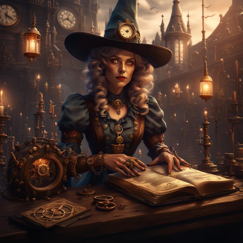 A Steampunk witch - AI Generated Artwork - NightCafe Creator