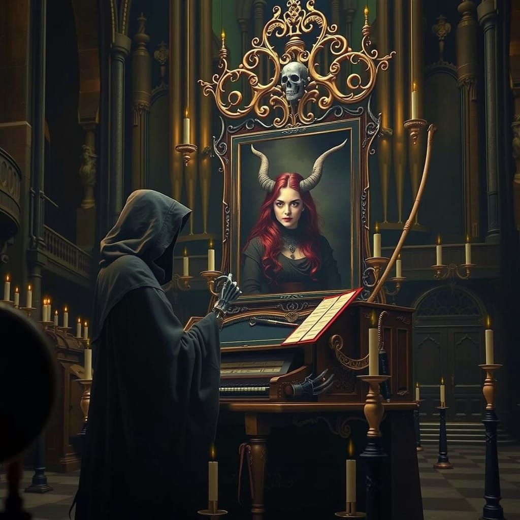 Grim Reaper, summoning Asmodina in a magical mirror