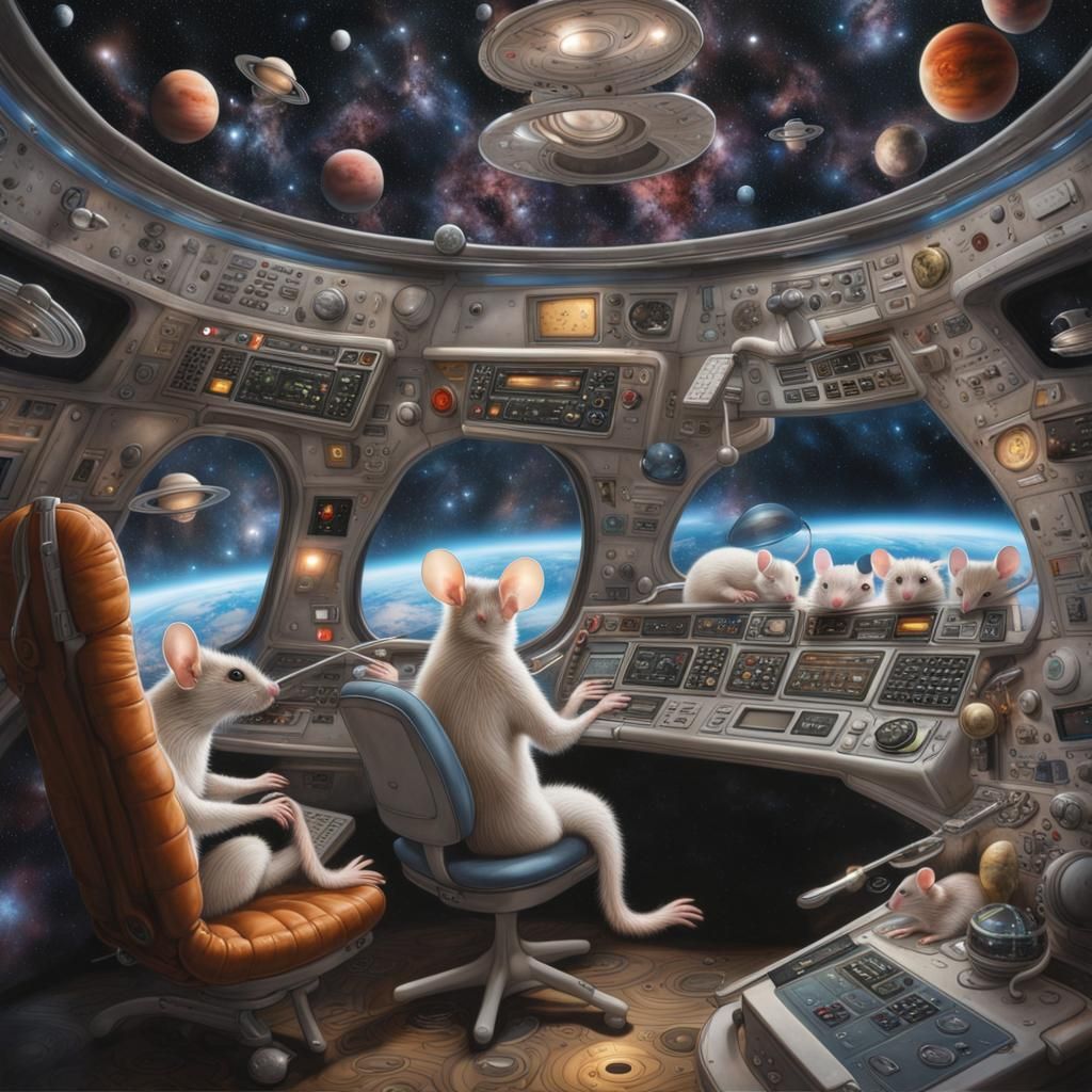 Photograph, Marco, clothed mice with aliens at the commands in the ...