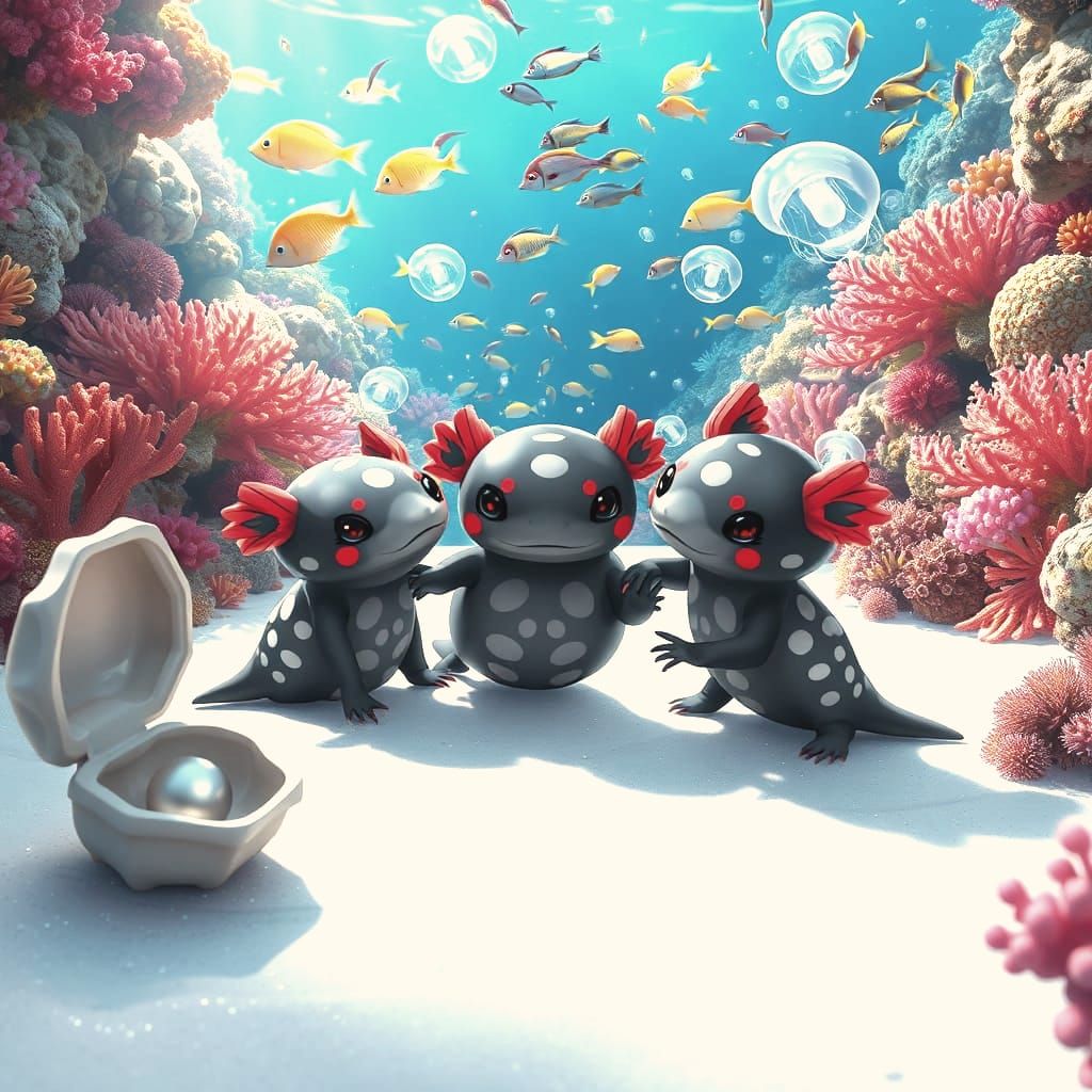 Chibi black axolotls - Chibi black axolotls
