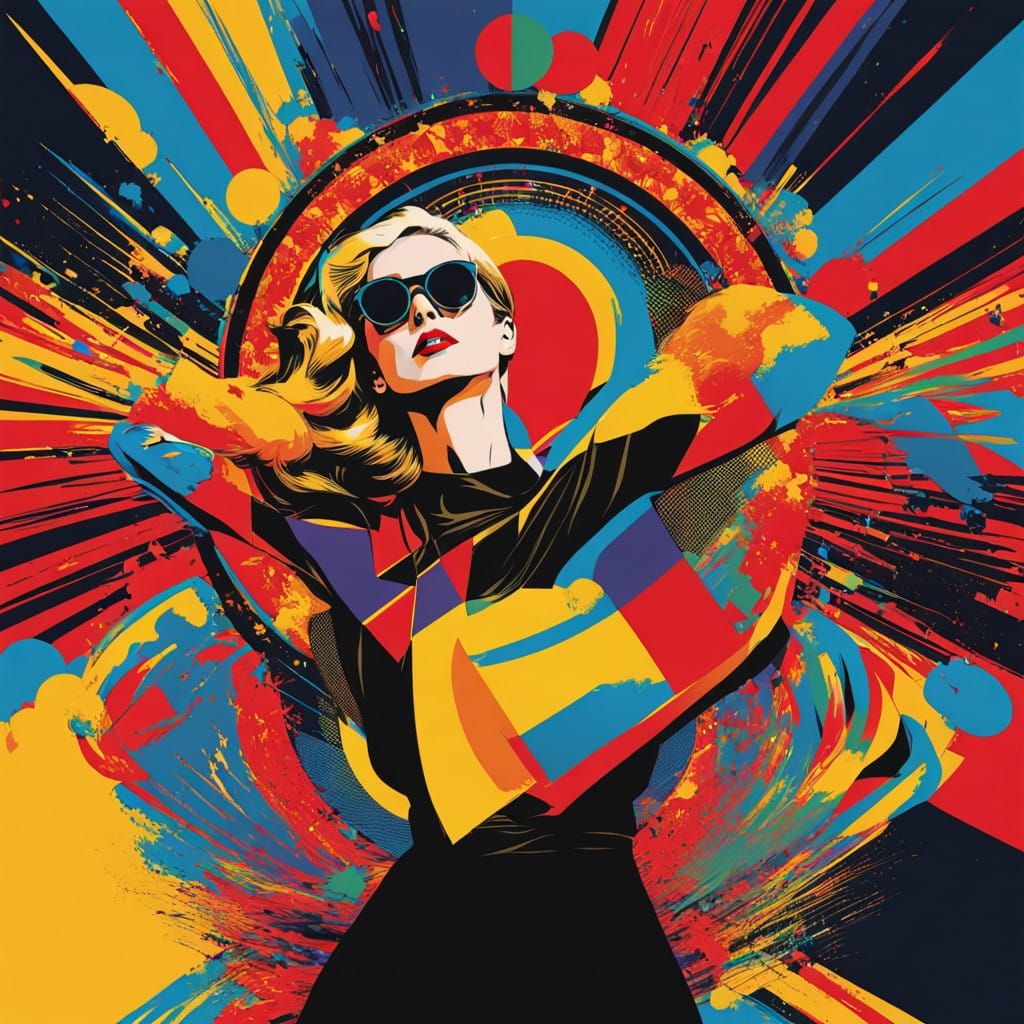 Elegant Woman in Triadic Color Palette, Pop Art St... - AI Art