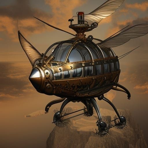 Steampunk Helicopter - AI Generated Artwork - NightCafe Creator