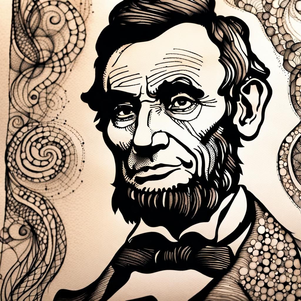 Zentangle portrait of Abraham Lincoln - AI Generated Artwork ...
