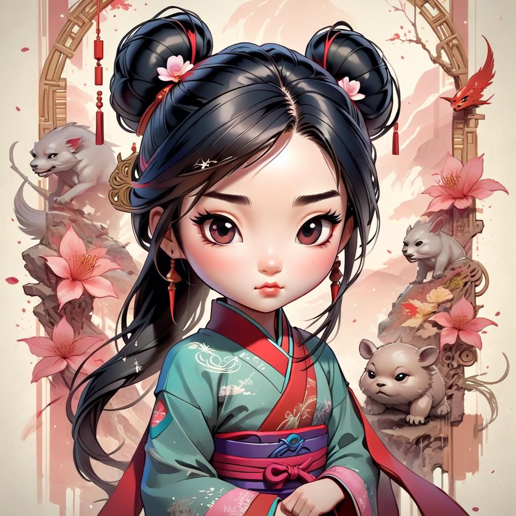 Cute Chibi Mulan - AI Generated Artwork - NightCafe Creator