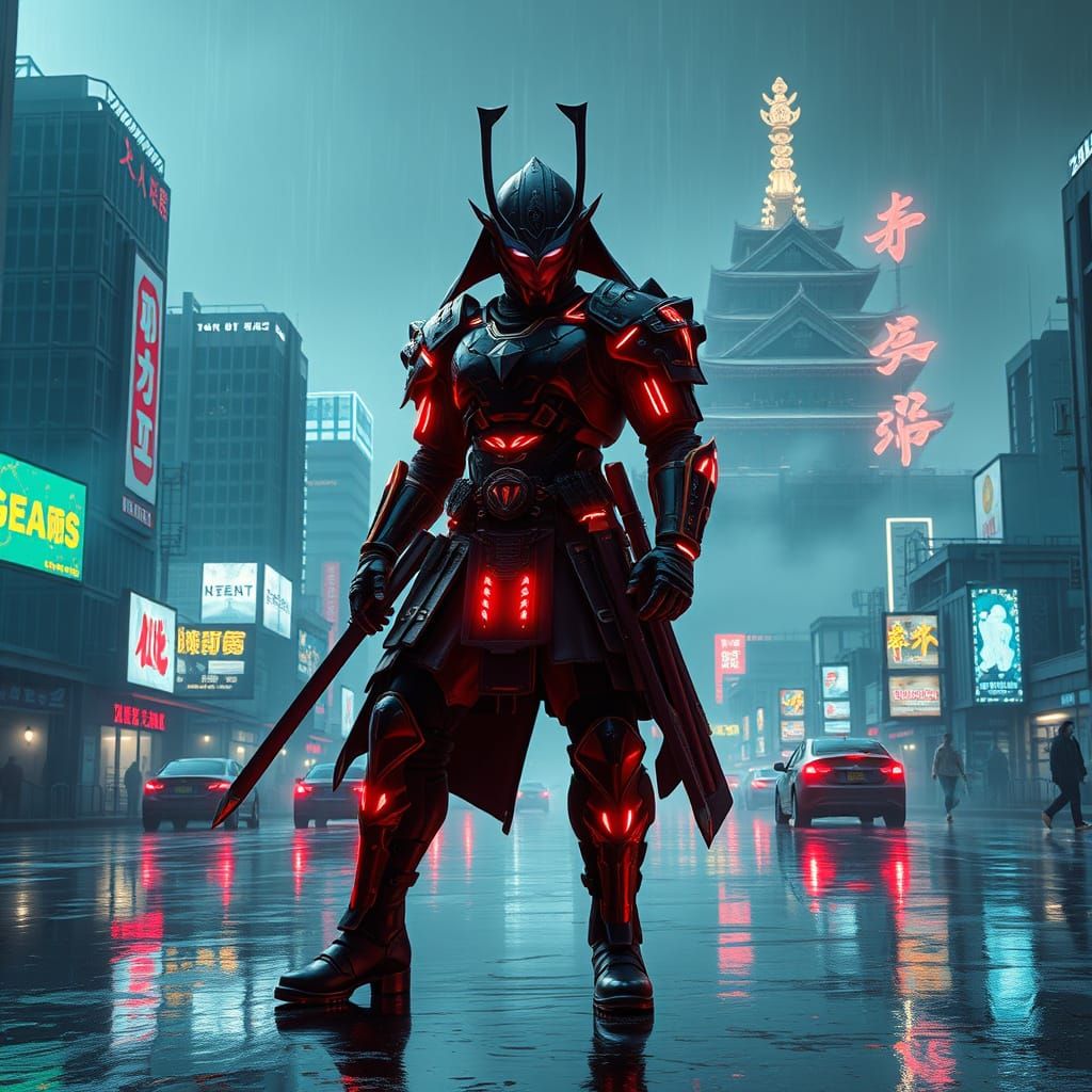 a neo-samurai cyberpunk warrior - Cyberpunk Neo-Samurai Warr...