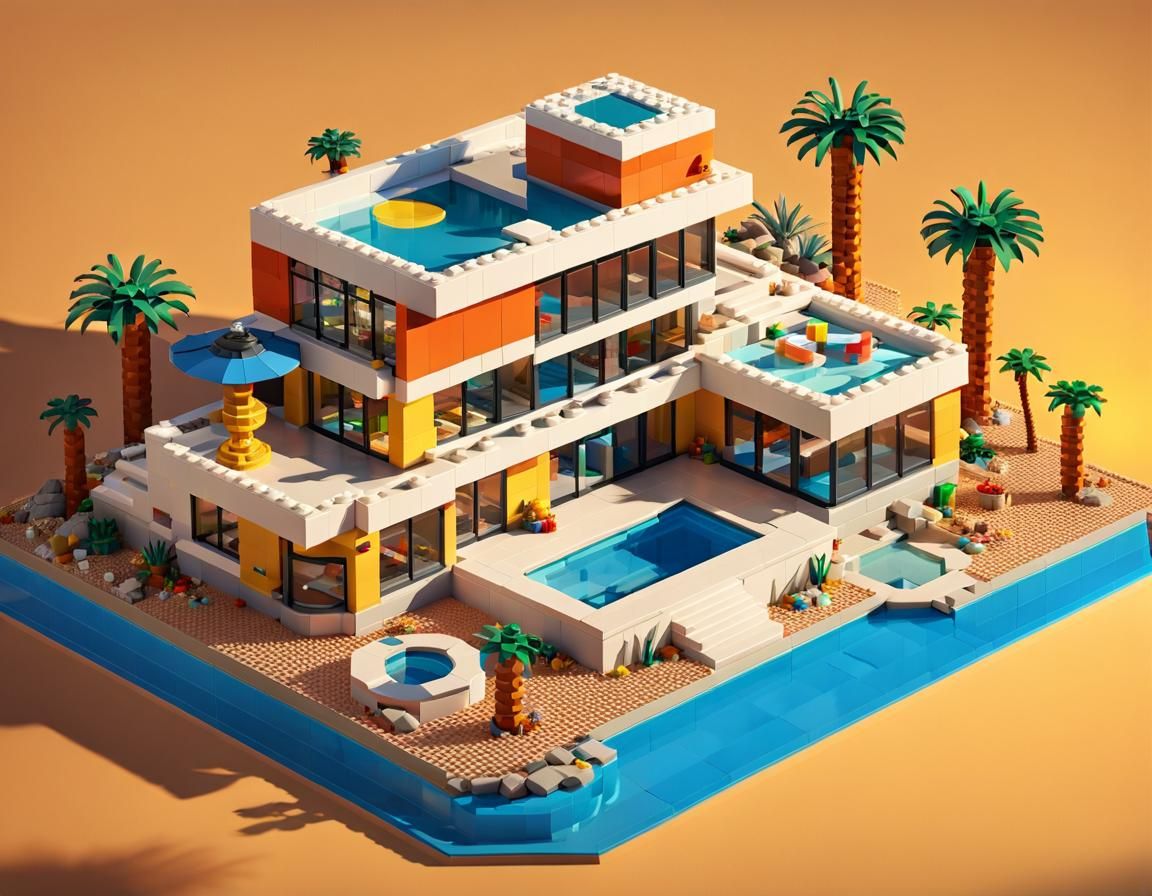 Lego set of fancy Palm Springs villa - AI Generated Artwork - NightCafe ...
