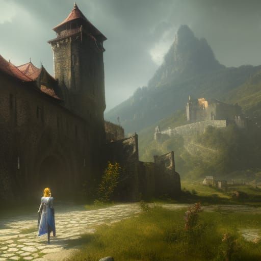 Triss from the witcher wandering Toussaint castle with Geralt - AI ...