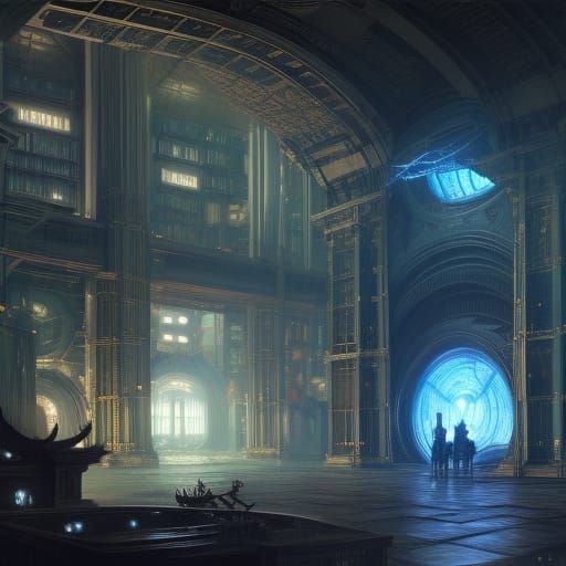 Meeting of Minds in Epic Library Cathedral - AI Generated Artwork ...