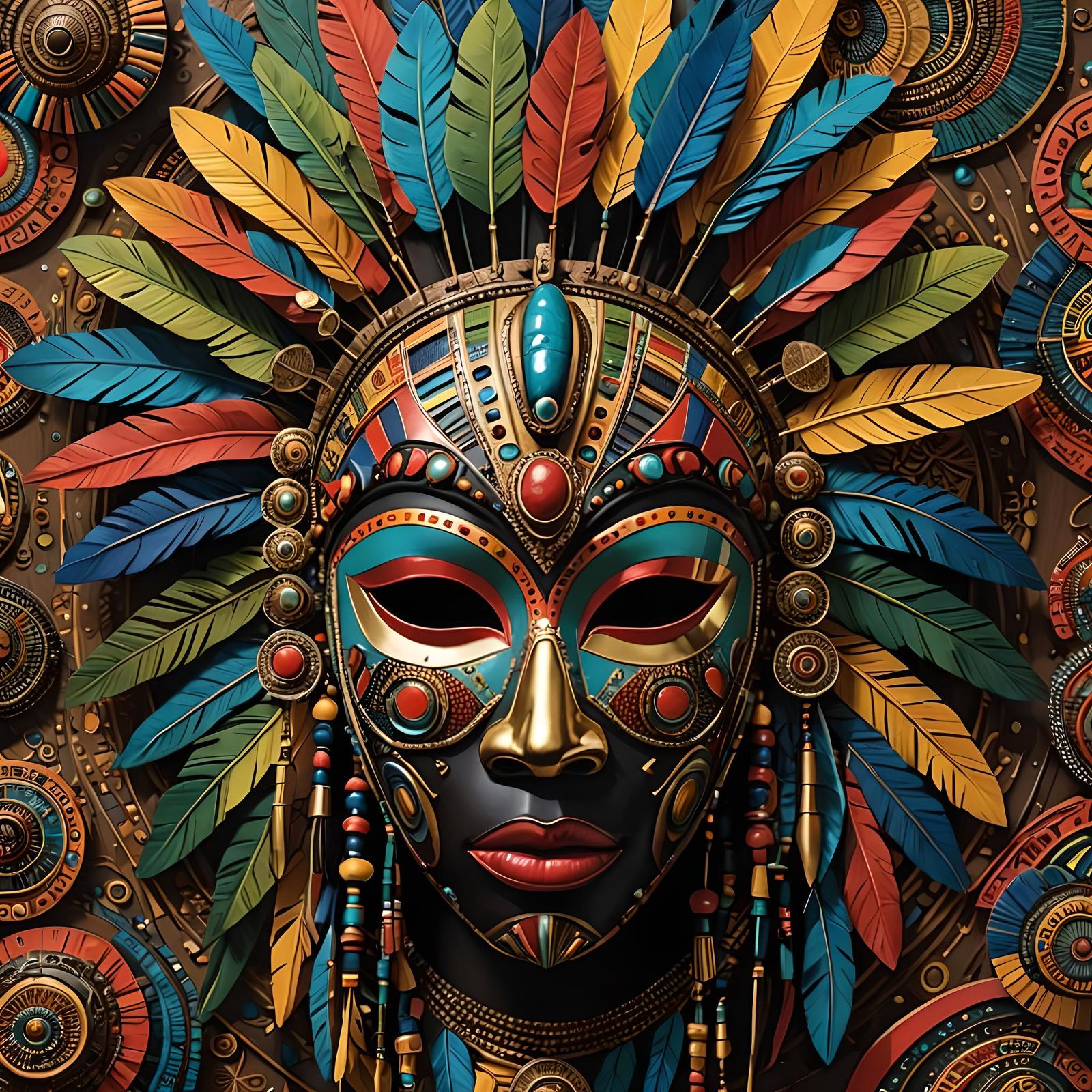 African Mask (afrofuturism) - AI Generated Artwork - NightCafe Creator