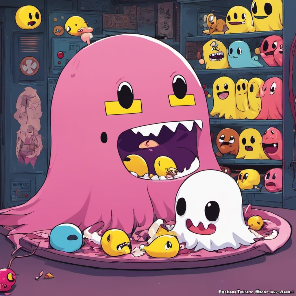 pinky eating pacman - AI Generated Artwork - NightCafe Creator