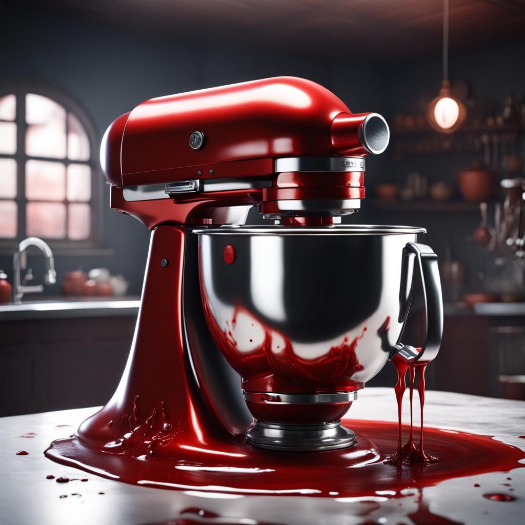 Evil stand mixer blood kitchen - AI Generated Artwork - NightCafe Creator