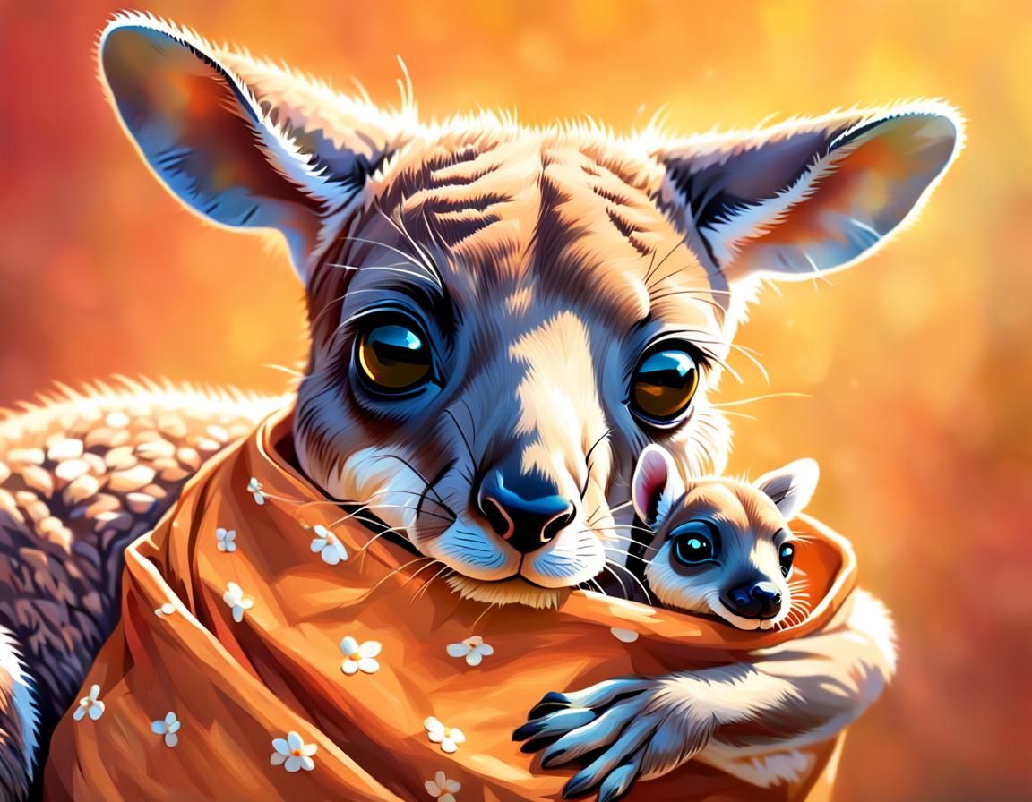 Mama & Baby Roo Roo - AI Generated Artwork - NightCafe Creator