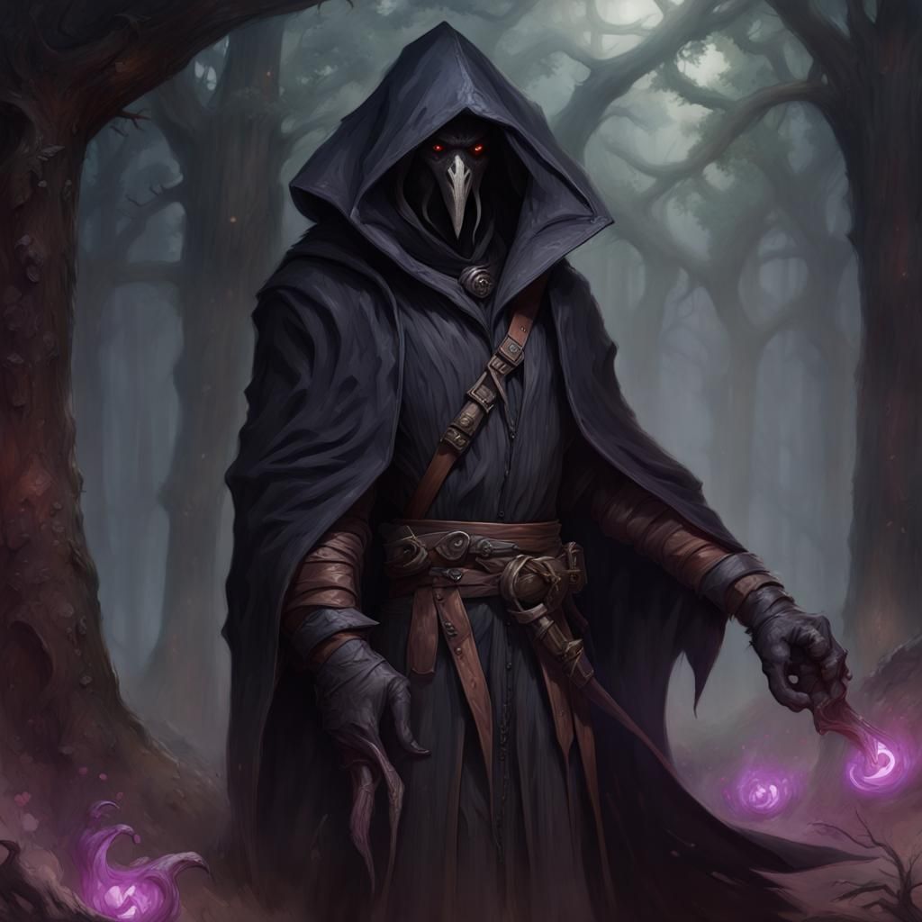 gothic fantasy art, dnd art, character portrait, kenku, long beak ...