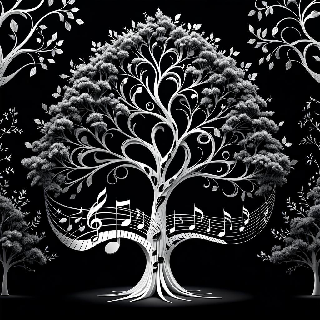 A magical tree made of musical notes. - AI Generated Artwork ...