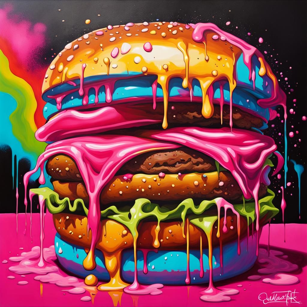 psychedelic cheeseburger - AI Generated Artwork - NightCafe Creator