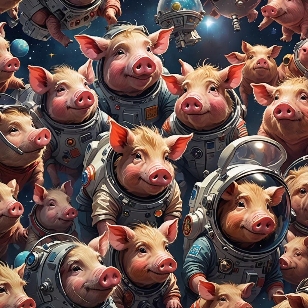 Pigs in space 3 - AI Generated Artwork - NightCafe Creator