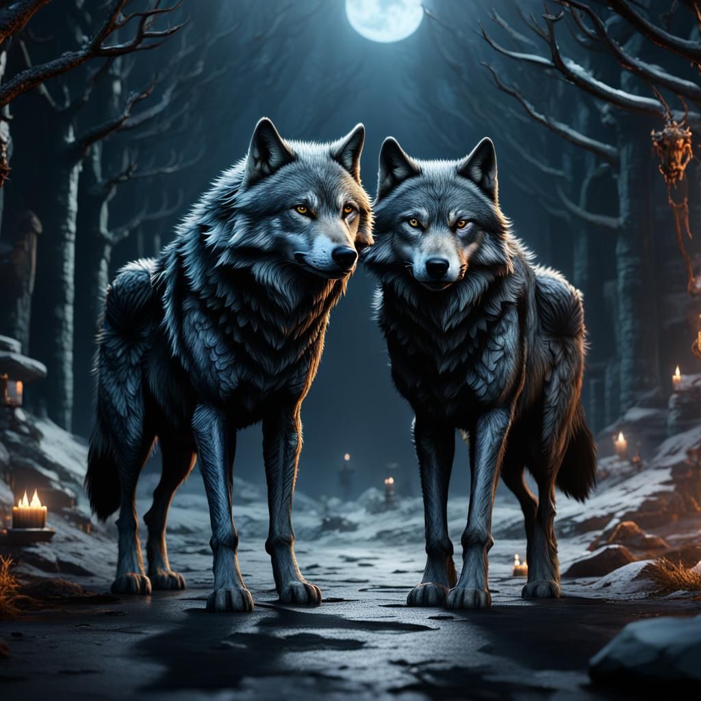 2 wolves in games of thrones - AI Generated Artwork - NightCafe Creator