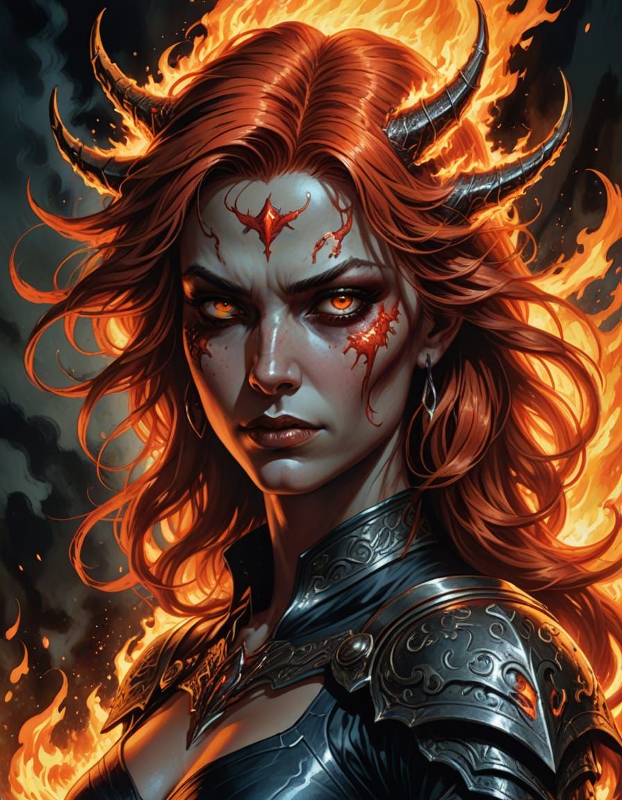 Surreal Demon Portrait in Comic Book Art Style - AI Art