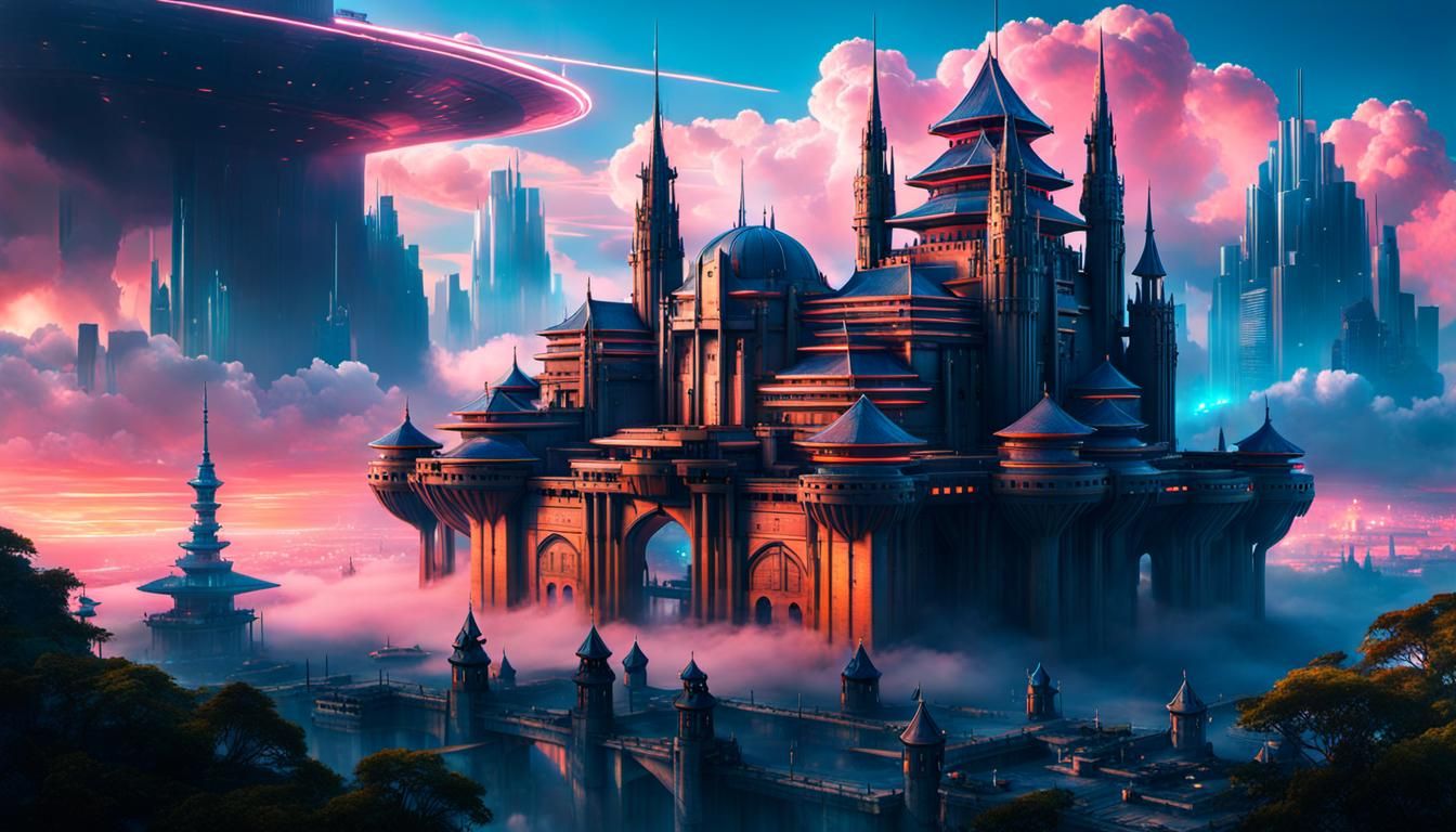 Fantasy Cyber Castle - AI Generated Artwork - NightCafe Creator