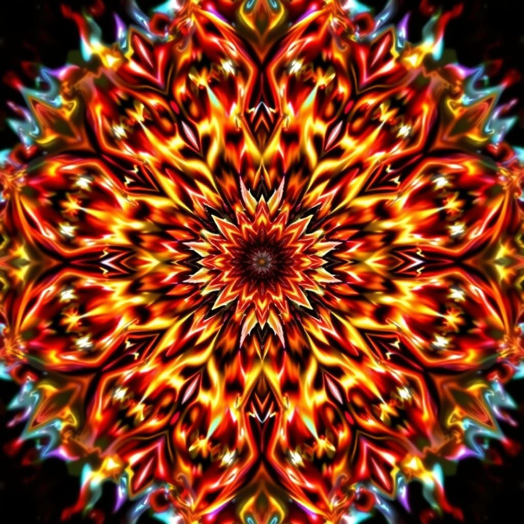 Luxurious Iridescent Fractals in Metallic Symmetry - AI Art