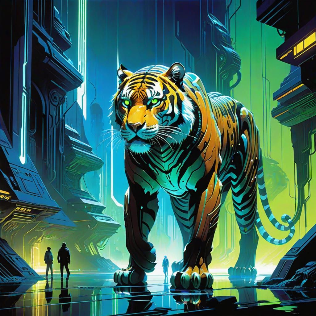 Tiger - Monster HYBRID AI - Cybernetic Tiger Hybrid in Dark ...