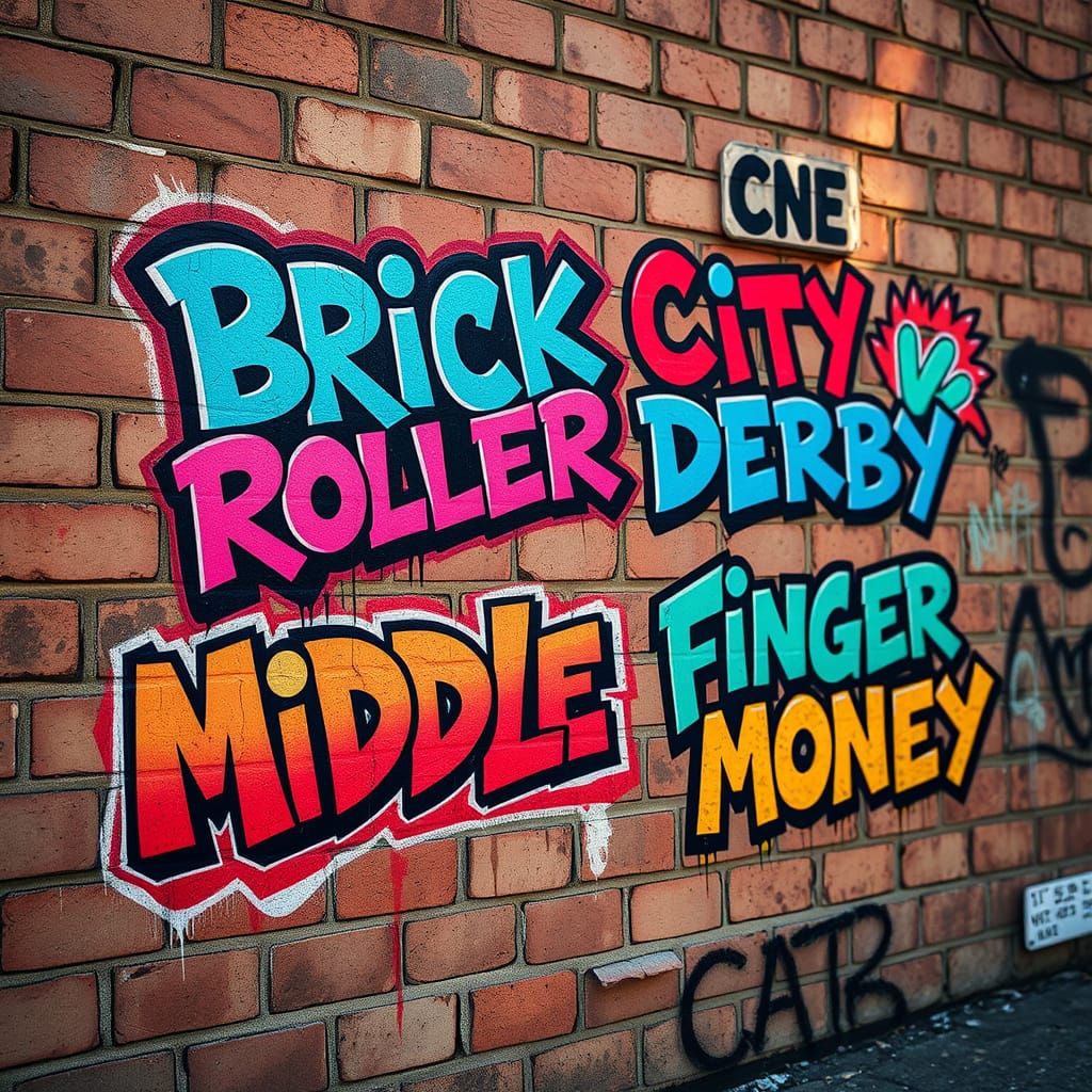 Urban Street Art of Brick City Roller Derby Graffi... - AI Art