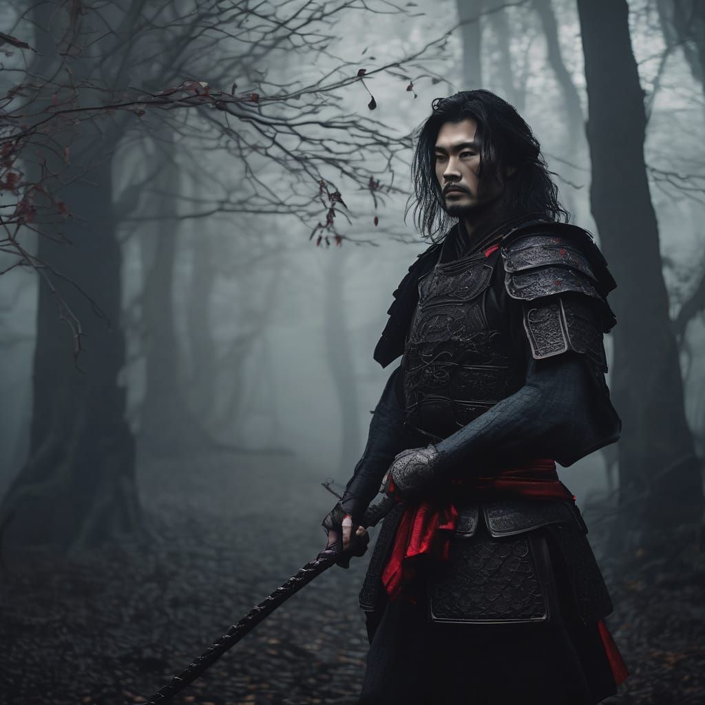 Ethereal Gothic Samurai Warrior in Dark Fantasy La... - AI Art