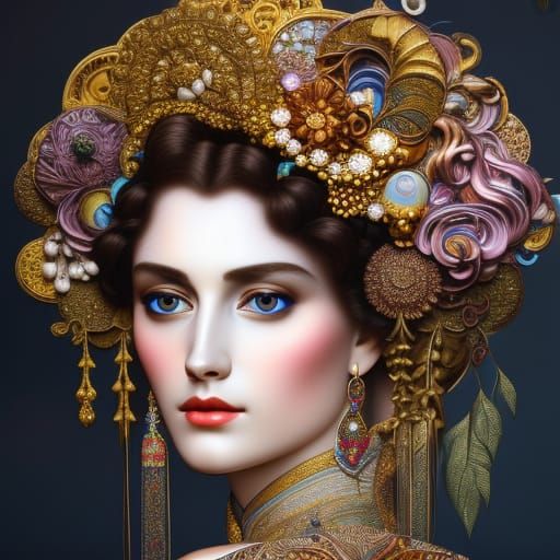 Klimt Inspired Portrait - AI Generated Artwork - NightCafe Creator