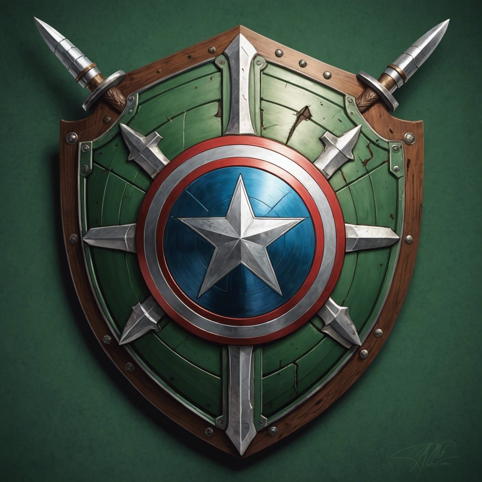 Knight shield with sword backside, MS letter in the middle, skin option ...