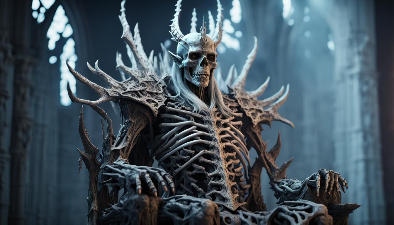 Elf skeleton king sitting on his throne - AI Generated Artwork ...