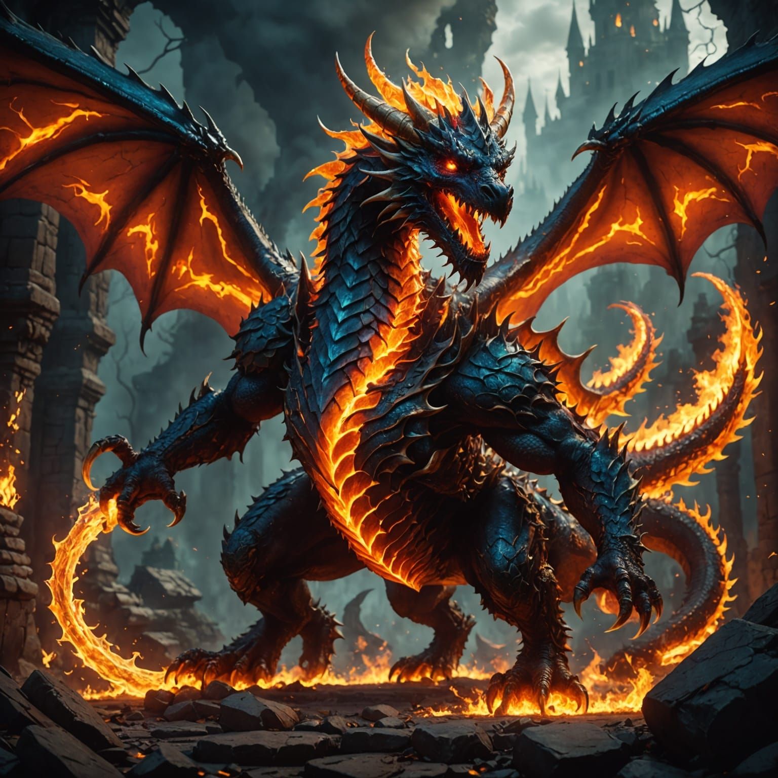 Firey demon dragon - Surreal Dragon Unleashes Fiery Fury in ...