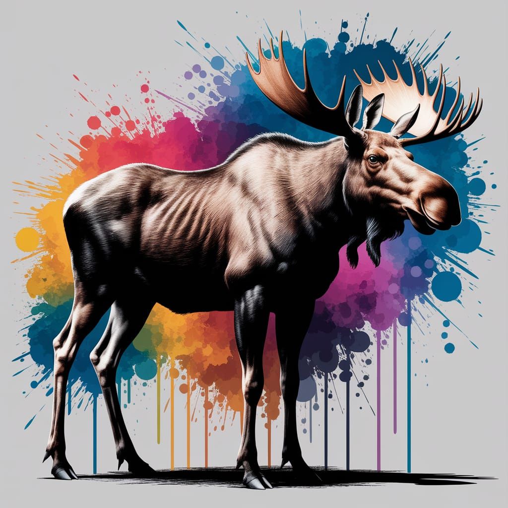 Majestic Moose in Dramatic 2/3 Angle, Side-Lit wit... - AI Art