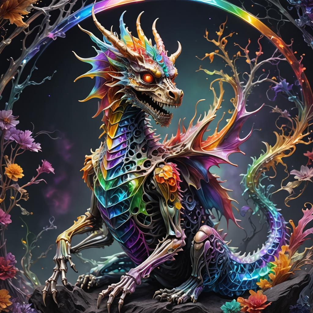 Rainbow Skeleton Dragon - AI Generated Artwork - NightCafe Creator