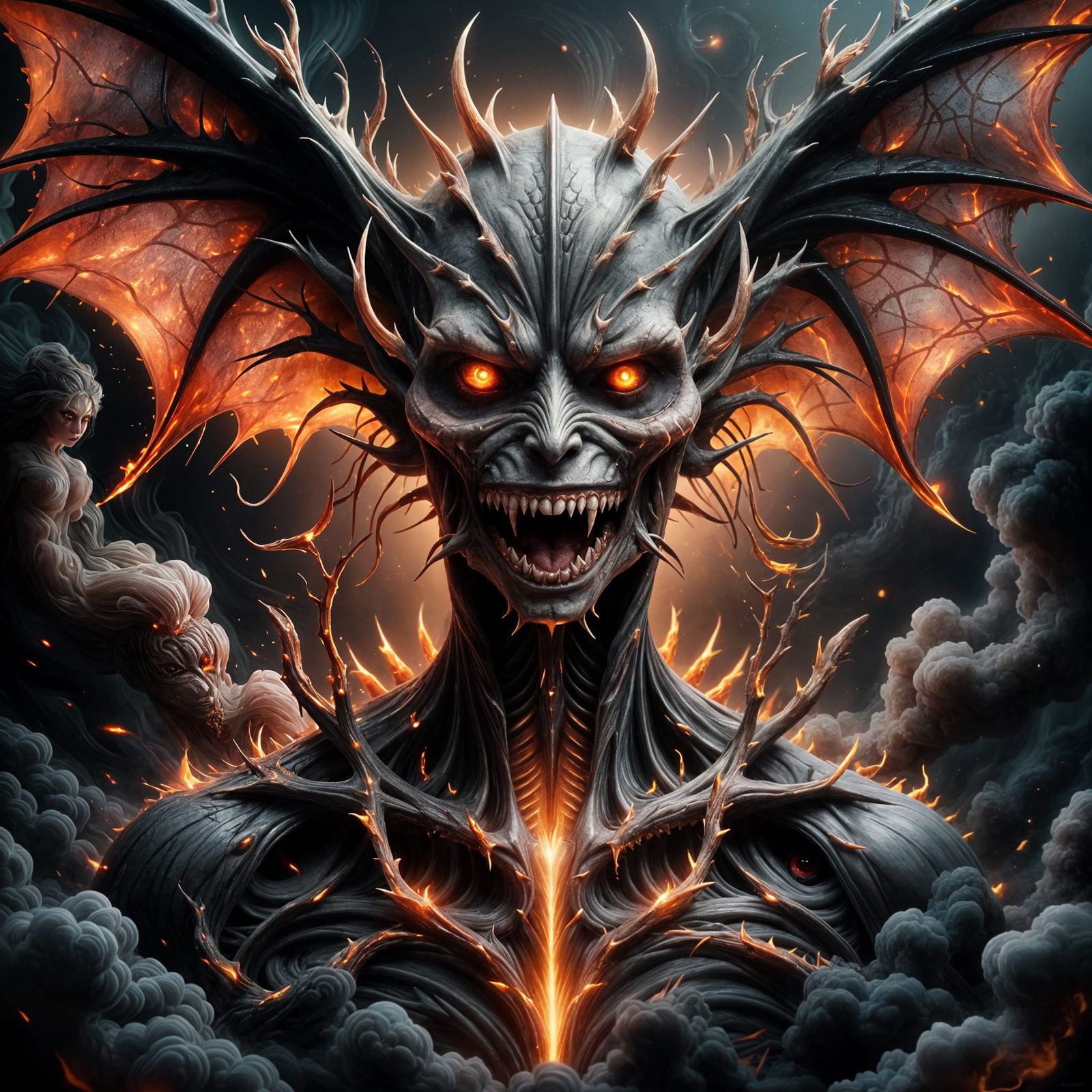 Ethereal Creature Steals Essence with Glowing Eyes... - AI Art