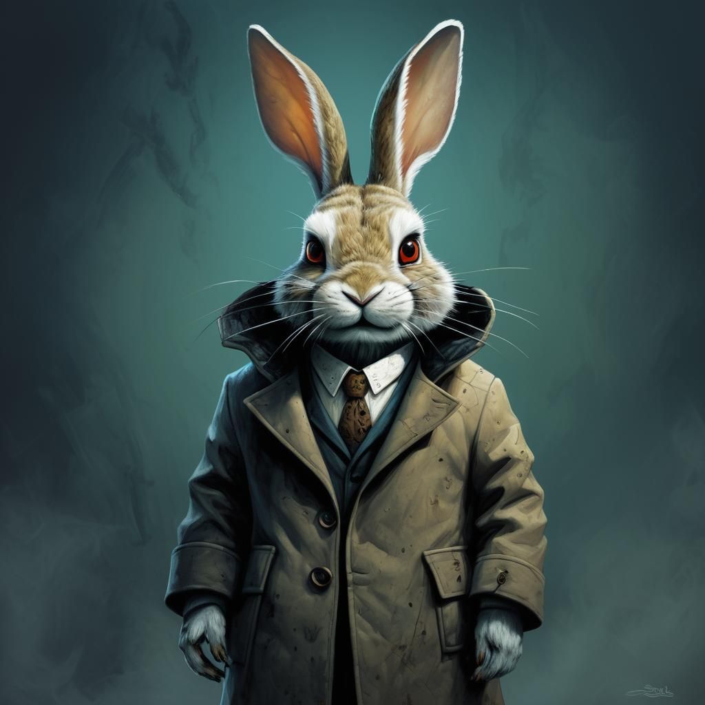 creepy Rabbit in a coat in greg craola simkins art style - AI Generated ...