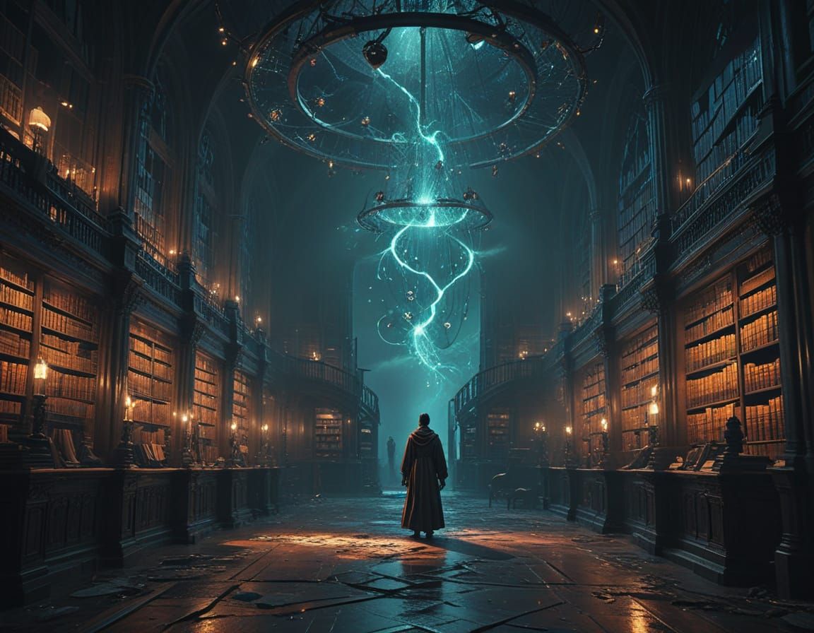 Ethereal Library of Ancient Knowledge in Gothic St... - AI Art