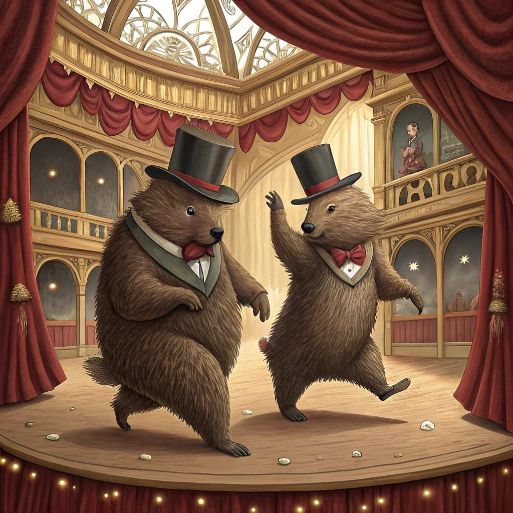 Dapper Wombat Brothers Perform Whimsical Dance Rou... - AI Art