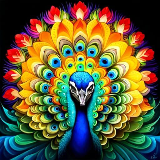 Psychedelic Peacock - AI Generated Artwork - NightCafe Creator