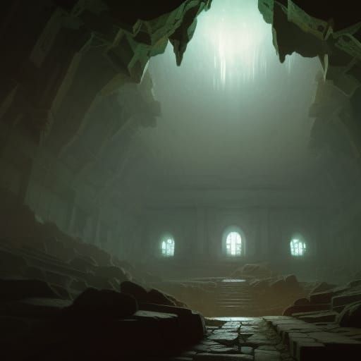 deep earth dwarven library courthouse underground cave beautiful ...