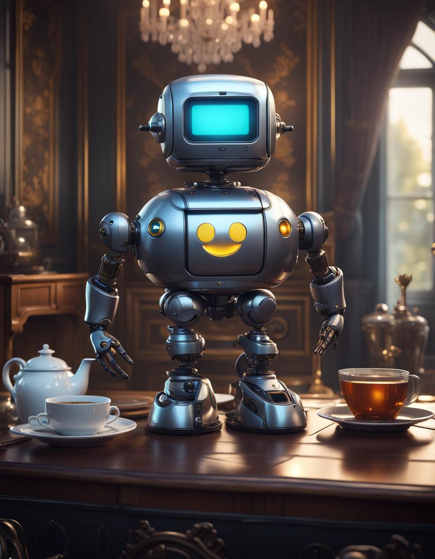Little Robot Butler - AI Generated Artwork - NightCafe Creator
