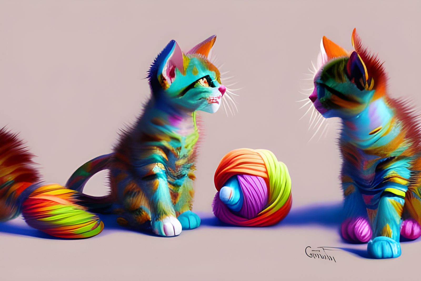 Colourful kittens, colourful yarn - AI Generated Artwork - NightCafe ...