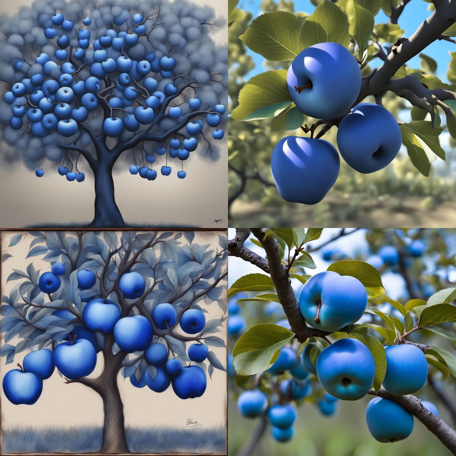 Blue Apple Trees - AI Generated Artwork - NightCafe Creator