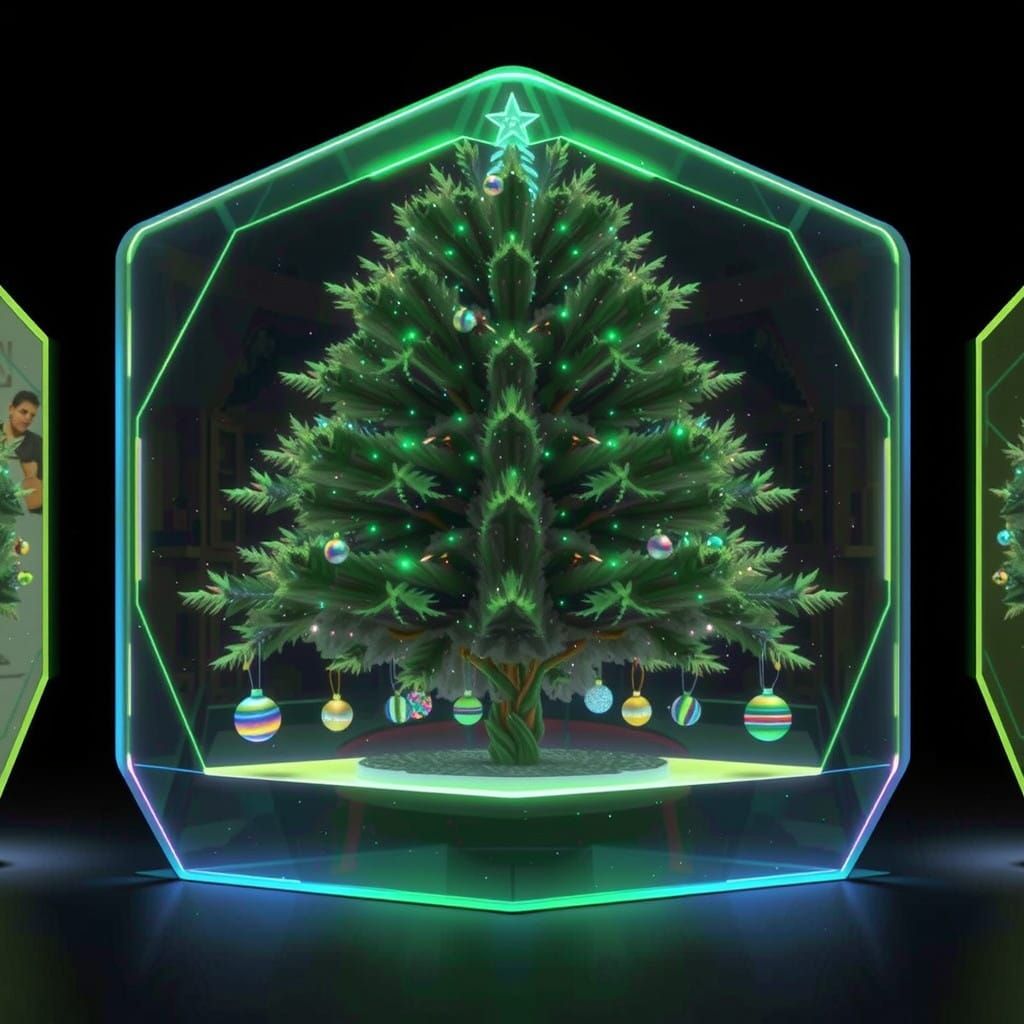 Holographic Christmas Tree - Neon Holographic Christmas Tree...