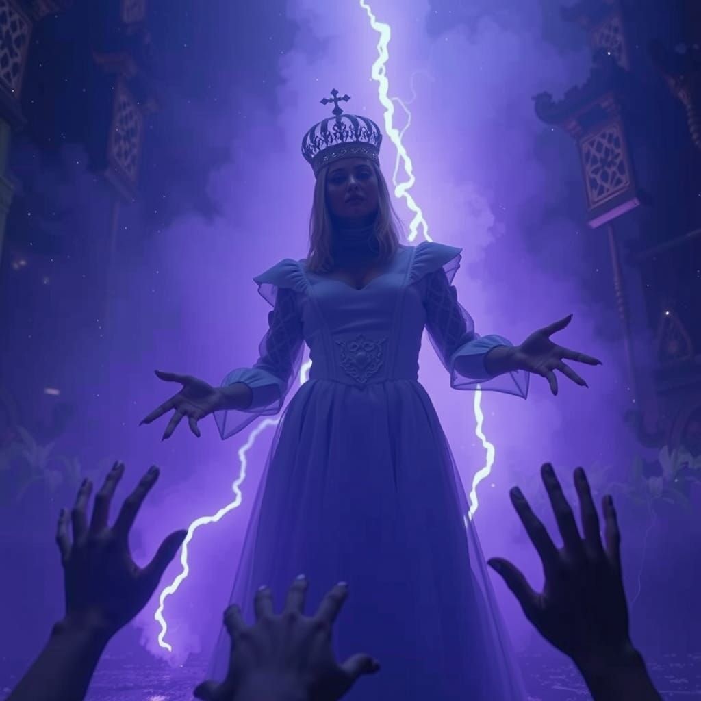 Goth Princess Eclair Summoning Shadows in Hyperrea... - AI Art