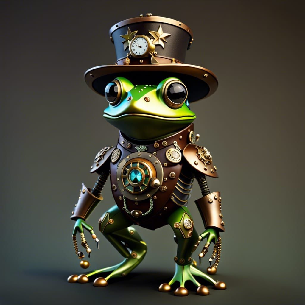 Steampunk frog sheriff - AI Generated Artwork - NightCafe Creator