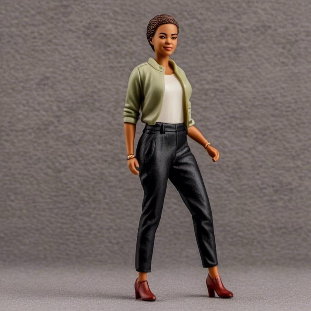 Plastic action figure. Medium close-up of as a miniature plastic doll ...